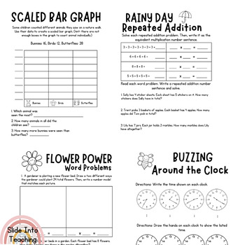 Math Review Packet Spring Math Review 2nd & 3rd Grade Math | TPT