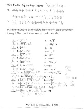 Math Riddle - Square Root - Fun Math by Shanna Flores | TPT