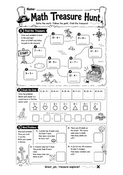 Math Treasure Hunt - Grade 2 Math Worksheet | PDF by Kiwibee.io | TPT