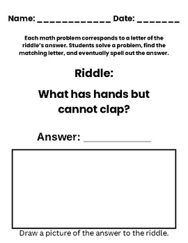 Math Word Problem Practice - Math Riddle by Katie Bradley | TPT