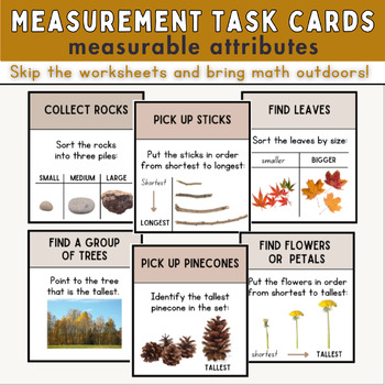 Measurement Task Cards | Measurable Attributes | Nature-Based Math ...