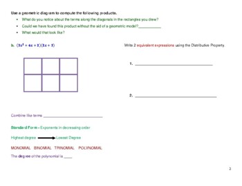 Module 1 Lesson 9 - Multiplying Polynomials - Guided Notes by AlgebraMart