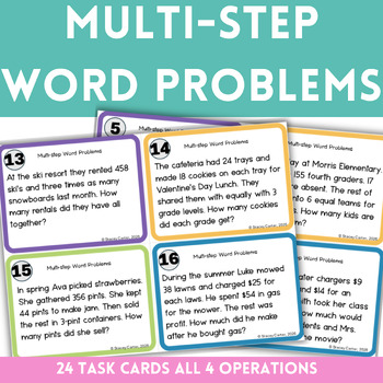 Multi-Step Word Problem Task Cards 4th Grade Multistep 4 Operations