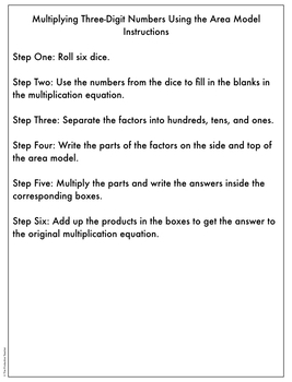 Multiplying 3 Digit Numbers Using the Area Model Math Activity | TPT