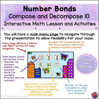 Number Bonds Compose & Decompose 10*INTERACTIVE PowerPoint Math Lessons ...