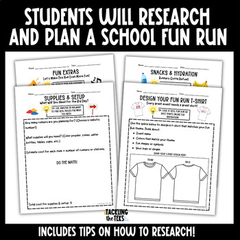 Plan a School Fun Run: Project Based Learning Math Activity + Writing ...