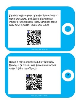 QR Code Length Conversion Word Problem Task Cards | TPT