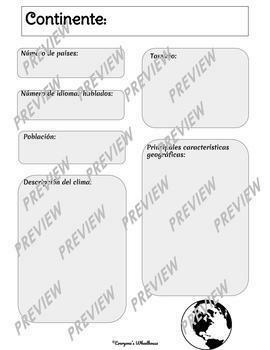 SPANISH Continents Graphic Organizer for Google Slides™ | TpT