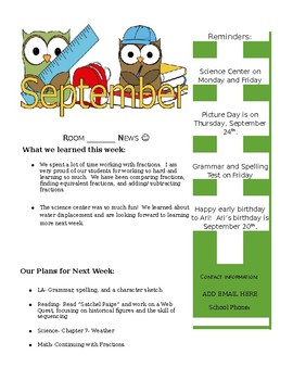 September Newsletter by Molly's Stuff | Teachers Pay Teachers