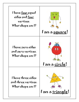 Shape Riddle Matching Game by Kindergarten Alley | TpT