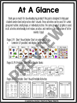 Short Vowel Mega Bundle by Anchor Charts and Paper Hearts | TPT