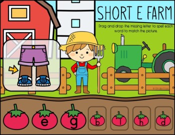 Short e Missing Letters Interactive Google Classroom Distance Learning