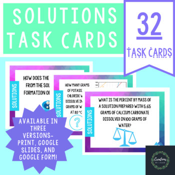 Solutions Task Cards - Three Versions - Answer Key Included - Distance ...