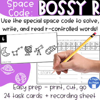 Space Secret Code | Phonics Task Cards | R Controlled Vowels | Bossy R