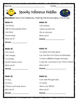 Spooky Inference Riddles - Fun Halloween Printable by The Teacher Treasury