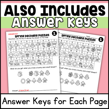 Spring Break 2nd & 3rd Grade Worksheets | Riddles Decoding Puzzles Activity