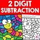 Spring Color by Number 2 Digit Subtraction Worksheet | Spring Color by Code