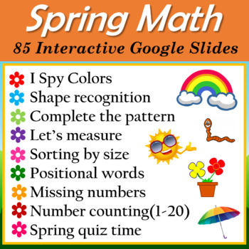 Spring Activities, Virtual, Digital Resource MATH – 80 Google Slides