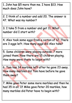 Subtraction Word Problems by Vanessa Cricelli | TPT