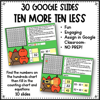 10 More 10 Less - Thanksgiving Math - Google Slides™ by The Chocolate ...