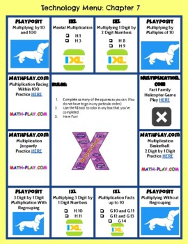 Third Grade Math Menu - Math In Focus Chapter 7 by TEaCHie Teacher
