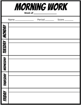 Weekly Bell Ringer Entry Task Page by TeachingwithJill | TPT