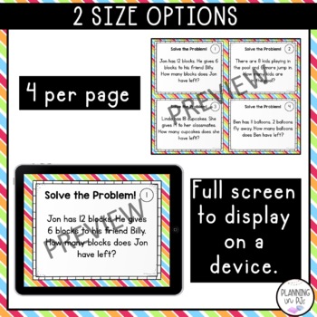 Word Problem Solving Task Cards Addition & Subtraction Math Center